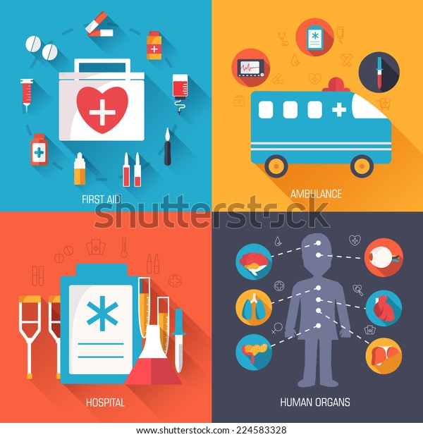 Set Medical Illustrations Concepts Background Vector Stock Vector ...