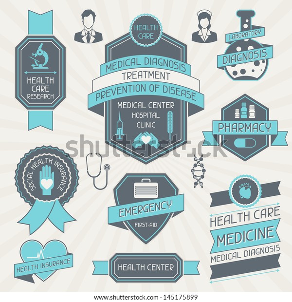 Set Medical Labels Tags Stock Vector (Royalty Free) 145175899 ...