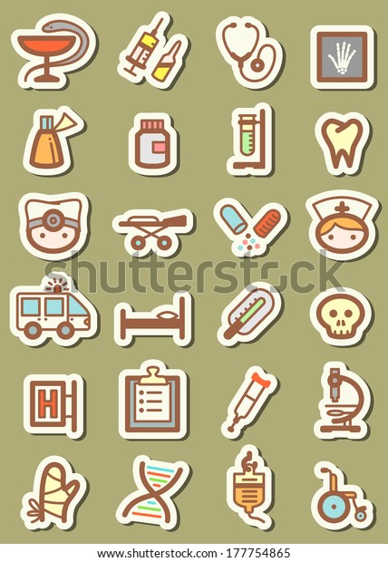 Set Medical Tag Icons Stock Vector (Royalty Free) 177754865 | Shutterstock