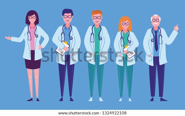 Set Medical Team Concept Doctors Characters Stock Vector (Royalty Free ...