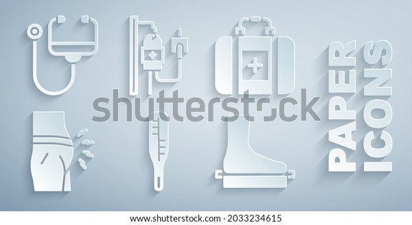 Set Medical Thermometer First Aid Kit Stock Vector (Royalty Free ...
