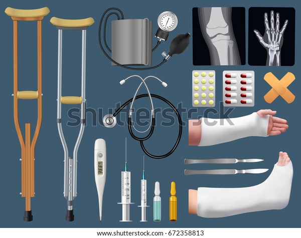 Set Medicine Surgical Traumatology Objects Treatment Stock Vector ...
