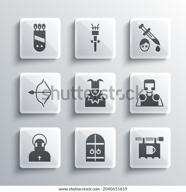 Set Medieval Castle Gate Street Signboard Stock Vector (Royalty Free ...