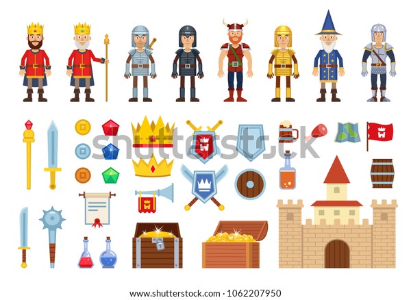 Set Medieval Characters Various Design Elements Stock Vector (Royalty ...