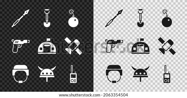 Set Medieval Spear Sapper Shovel Bomb Stock Vector (Royalty Free ...