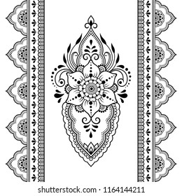 Set Mehndi Flower Pattern Seamless Border Stock Vector (Royalty Free ...