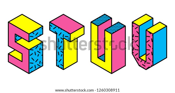Set Memphis Style Letters S T Stock Vector (Royalty Free) 1260308911 ...