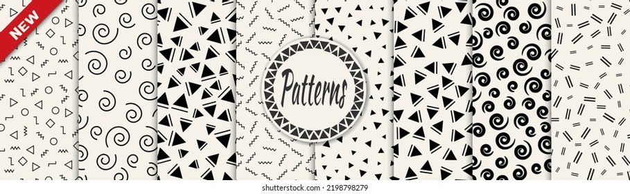 Set Memphis Style Seamless Patterns Abstract Stock Vector (Royalty Free ...