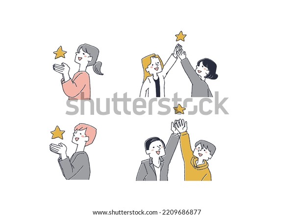 Set Men Women Chasing Goalscomical Handwritten Stock Vector (Royalty ...