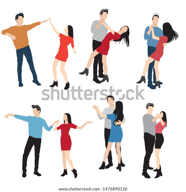 Set Men Women Standing Dancing Various Stock Vector (Royalty Free ...