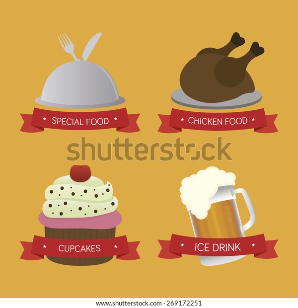 Set Menu Icons Text On Yellow Stock Vector (Royalty Free) 269172251 ...