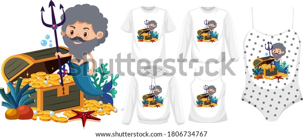 Set Merman Clothes Mockup Illustration Stock Vector (Royalty Free ...