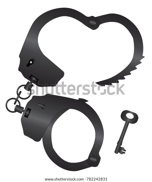 Set Metal Handcuffs Key Stock Vector (Royalty Free) 782242831 ...