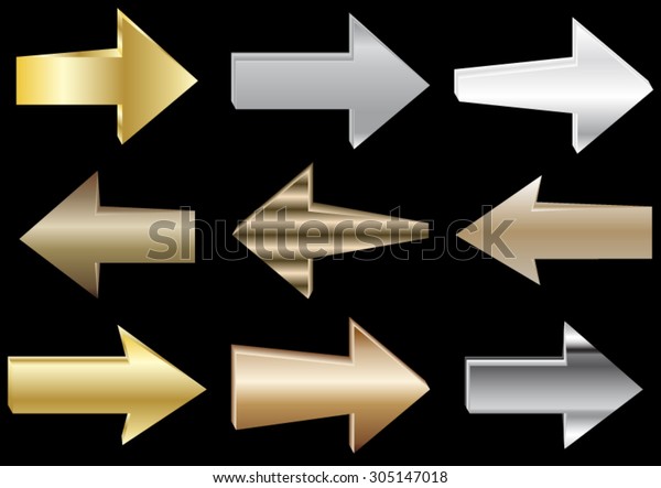 Set Metal Look Like Arrows Vector Stock Vector (Royalty Free) 305147018 ...
