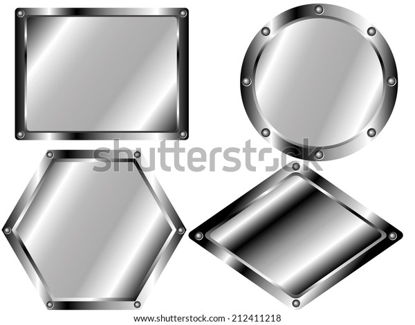 Set Metal Plates Different Shapes Stock Vector (Royalty Free) 212411218 ...