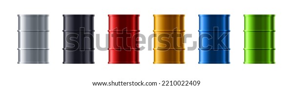 Set Metal Realistic Barrels Different Colors Stock Vector (Royalty Free ...