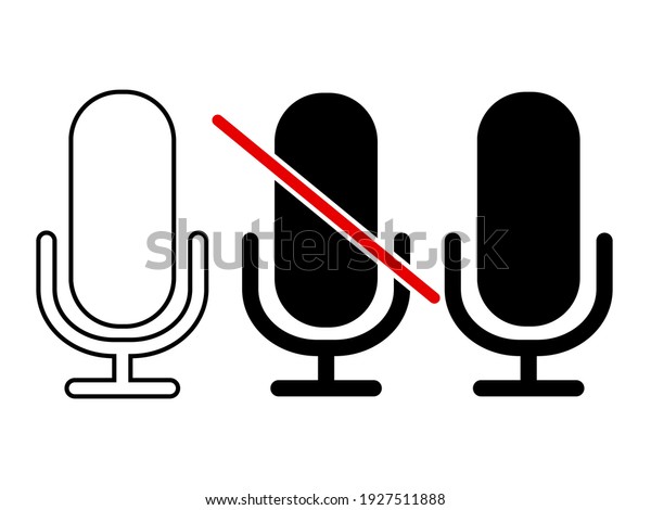 Set of microphone on and crossed out icon. Included icon.Microphone ...