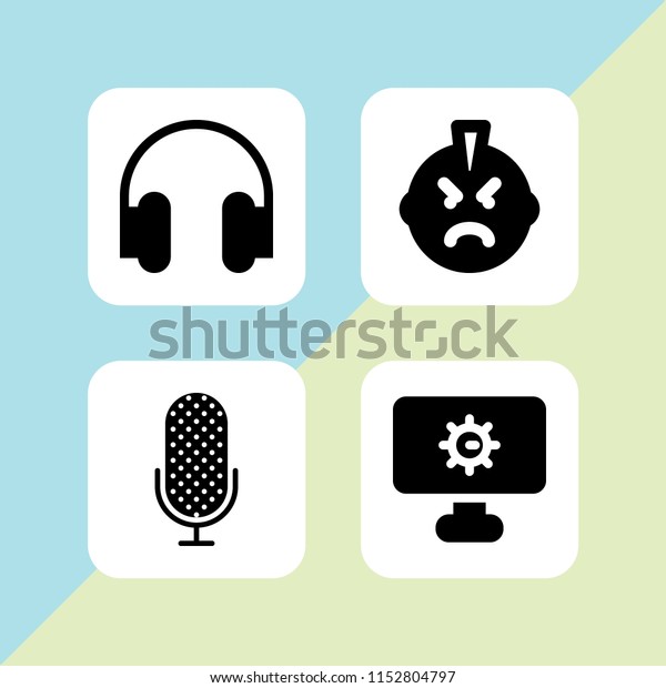 Set Microphone Punk Shapes Symbols Music Stock Vector (Royalty Free ...