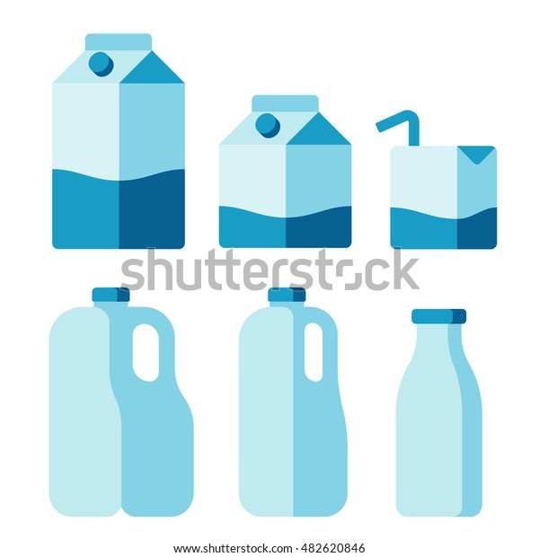 Set Milk Container Icons Cartons Plastic Stock Vector (Royalty Free ...