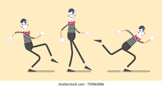 Mime Performing Pantomime Behind Invisible Wall Stock Vector (Royalty ...