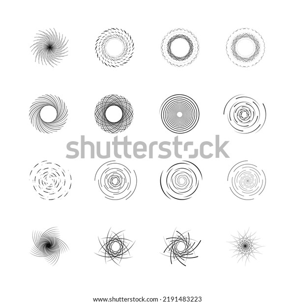 Set Minimal Abstract Symbol Circle Vortex Stock Vector (Royalty Free ...