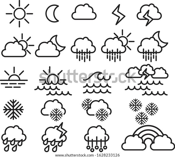 Set Minimal Weather Icons Stock Vector (Royalty Free) 1628233126 ...