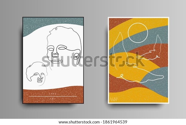 Set Minimalist One Line Poster Designs Stock Vector (Royalty Free ...