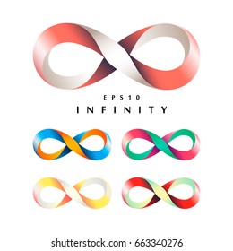 Set Minimalistic Infinity Symbols Bright Colorful Stock Vector (Royalty ...