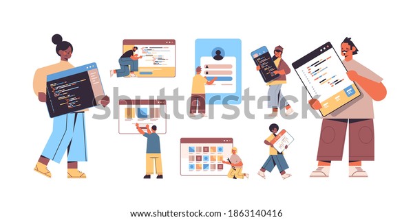 Set Mix Race Web Developers Creating Stock Vector (Royalty Free ... Set Mix Race Web Developers Creating Stock Vector (Royalty Free ...