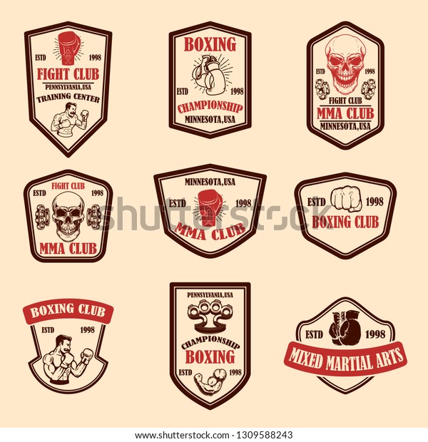 Set Mma Boxing Club Emblems Design Stock Vector (Royalty Free ...