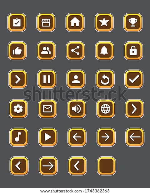 Set Mobile Game Buttons Icons Graphical Stock Vector (Royalty Free ...