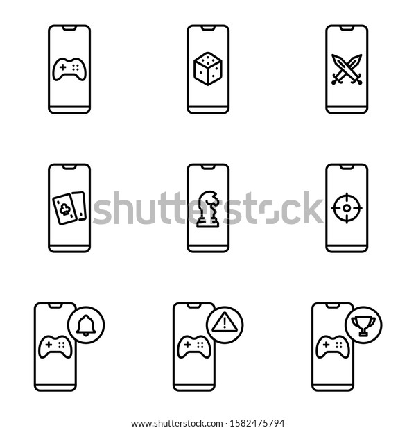 Set Mobile Games Icons Black Vector Stock Vector (Royalty Free ...