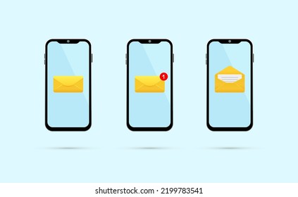 Set Mobile Phones Notifications New Incoming Stock Vector (Royalty Free ...