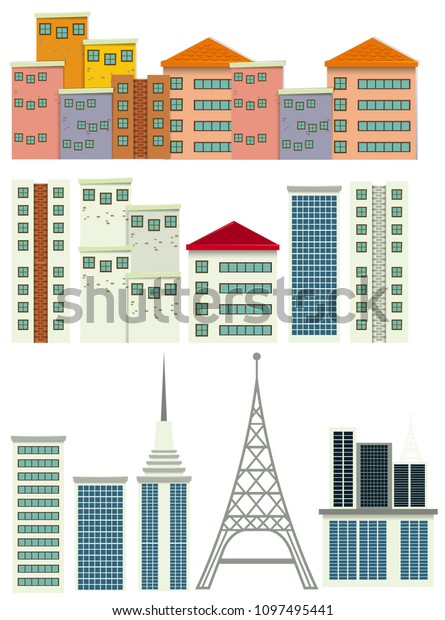 Set Modern Building Illustration Stock Vector (Royalty Free) 1097495441 ...