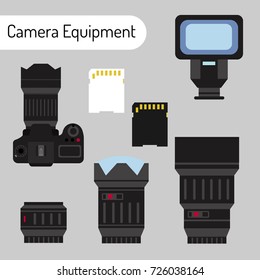 Set Modern Camera Equipment Icon Vector Stock Vector (Royalty Free ...