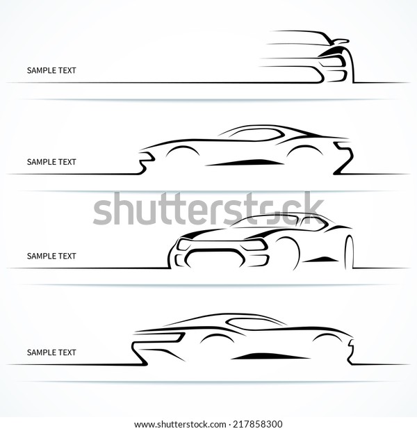 Set Modern Car Silhouettes Vector Illustration Stock Vector (Royalty ...