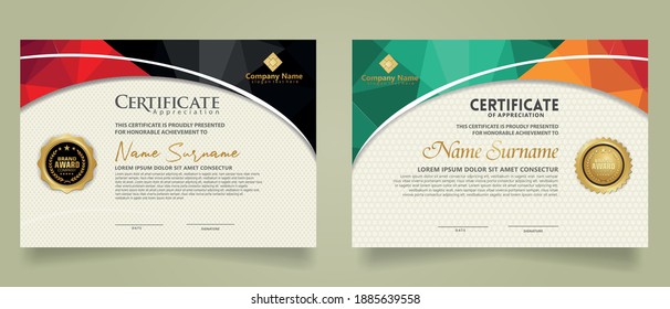 Set Modern Certificate Template Triangle Geometric Stock Vector ...