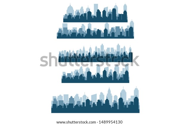 Set Modern City Skyline Vector Isolated Stock Vector (Royalty Free ...