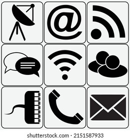 Set Modern Communication Sign Iconsvector Illustration Stock Vector ...