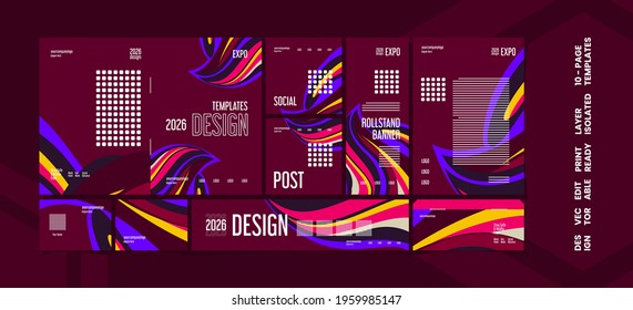 Set Modern Creative Expo Layout Templates Stock Vector (Royalty Free ...