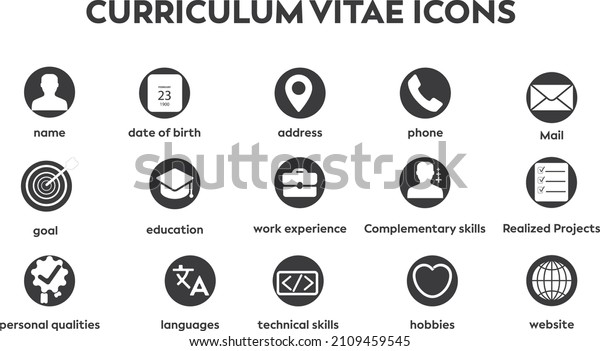 Set Modern Design Icons Pictograms Resume Stock Vector (Royalty Free ...