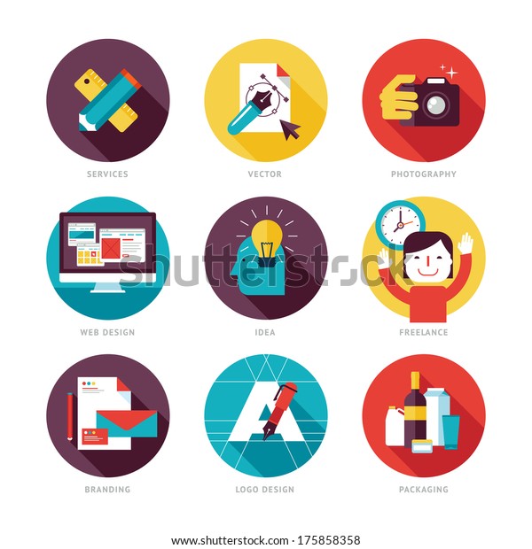 Set Modern Flat Design Icons On Stock Vector (Royalty Free) 175858358 ...