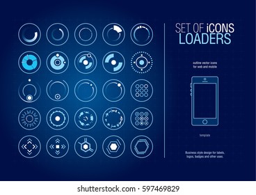 Set Modern Futuristic Infographic Elements Symbols Stock Vector ...
