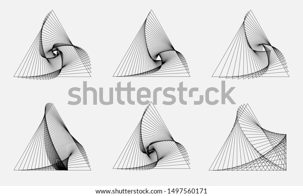 Set Modern Geometric Line Art Background Stock Vector (Royalty Free ...