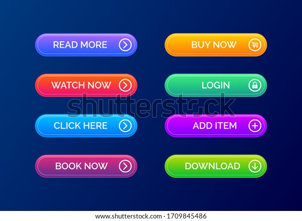 Set Modern Gradient Buttons Dark Background Stock Vector (Royalty Free ...