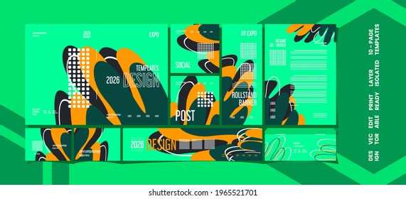Set Modern Green Creative Expo Layout Stock Vector (Royalty Free ...