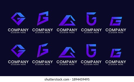 Set Modern Letter G Logo Template Stock Vector (Royalty Free ...