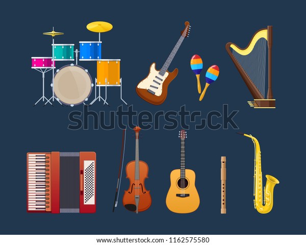 Set Modern Musical Instruments Genre Jazz Stock Vector (Royalty Free ...