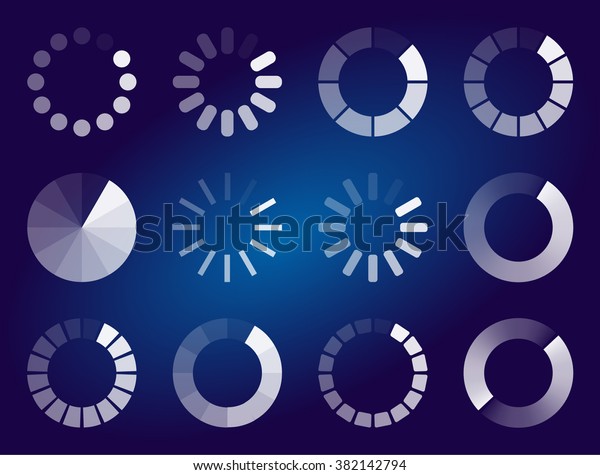 Set Modern Preloaders On Blue Gradient Stock Vector (Royalty Free ...