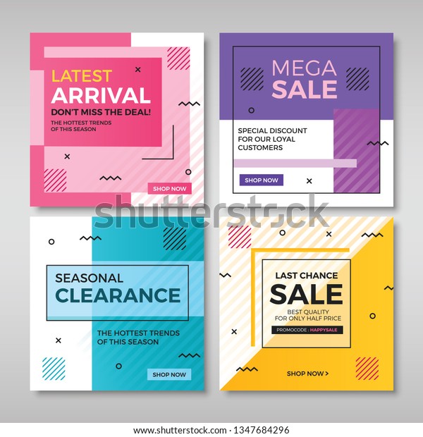 Set Modern Promotion Square Banners Vol4 Stock Vector (Royalty Free ...